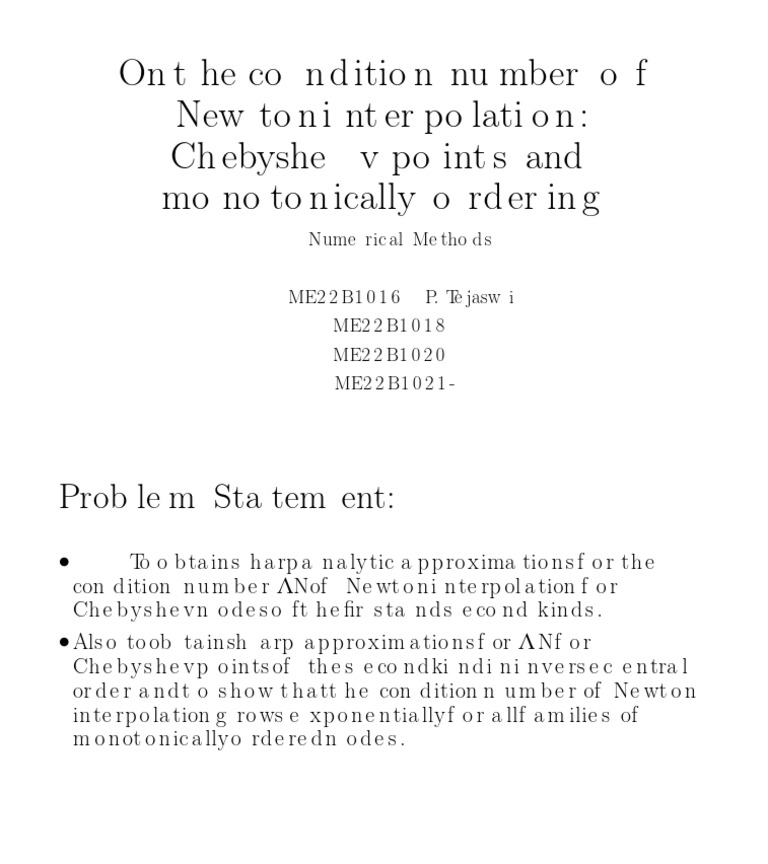 On The Condition Number of Newton Interpolation | PDF