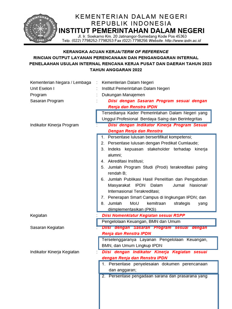 Contoh Tor Kegiatan | PDF | Komputer