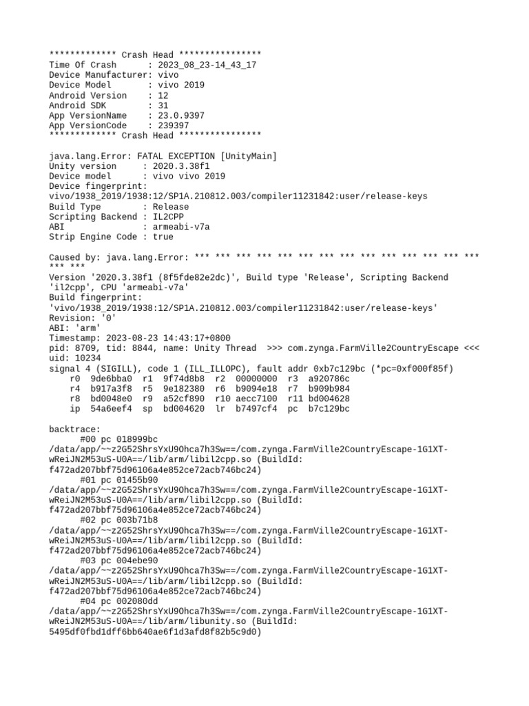 Mod Menu Crash 2023 08 23-14 43 17 | PDF | Android (Operating System) | Embedded Linux Distributions