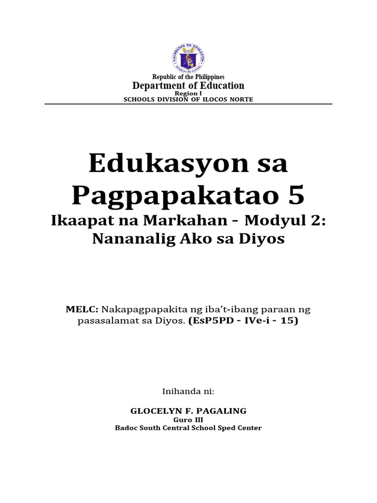 ESP5 Q4 Week5 8 Mod2 EsP5PD IVe I 15 PagalingGlocelynF. Amalia Labi I | PDF