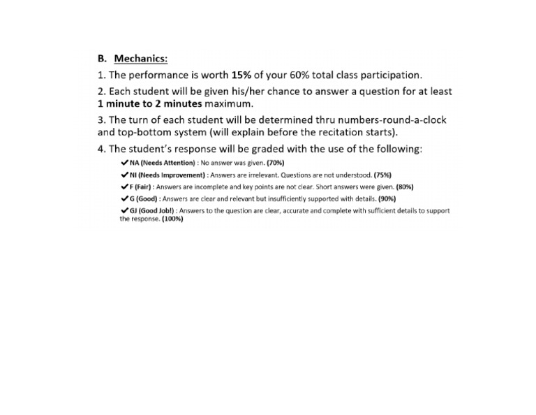 Graded Recitation Rubric | PDF