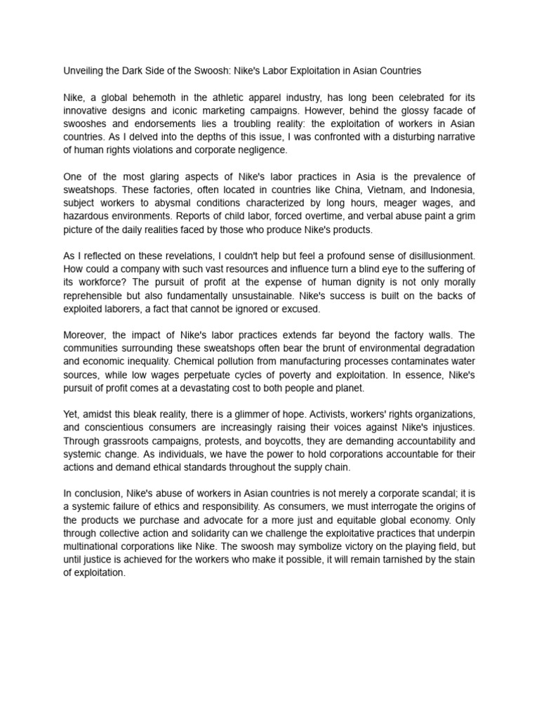 Nike's Labor Exploitation in Asia | PDF | Sweatshop | Nike