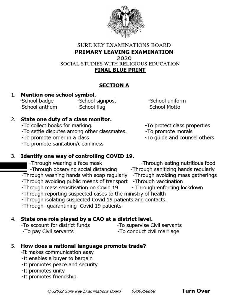 Sure Key Examinations Board p.7 Making Guide Social Studies | PDF | Uganda | Agriculture
