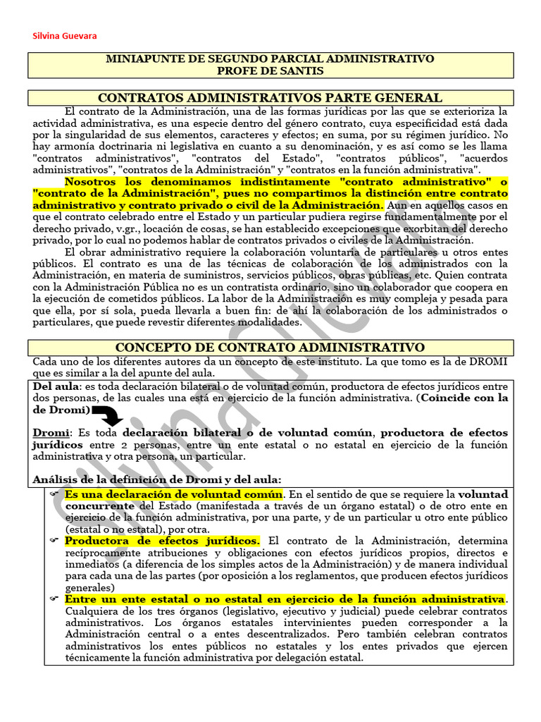 Miniapunte de Segundo Parcial Administrativo Contratos en General | Descargar gratis PDF ...