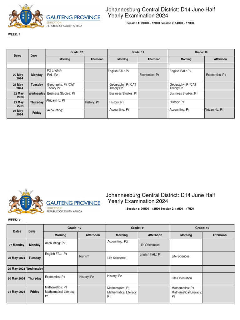June Exam Time Table 2024 Final | PDF | Science