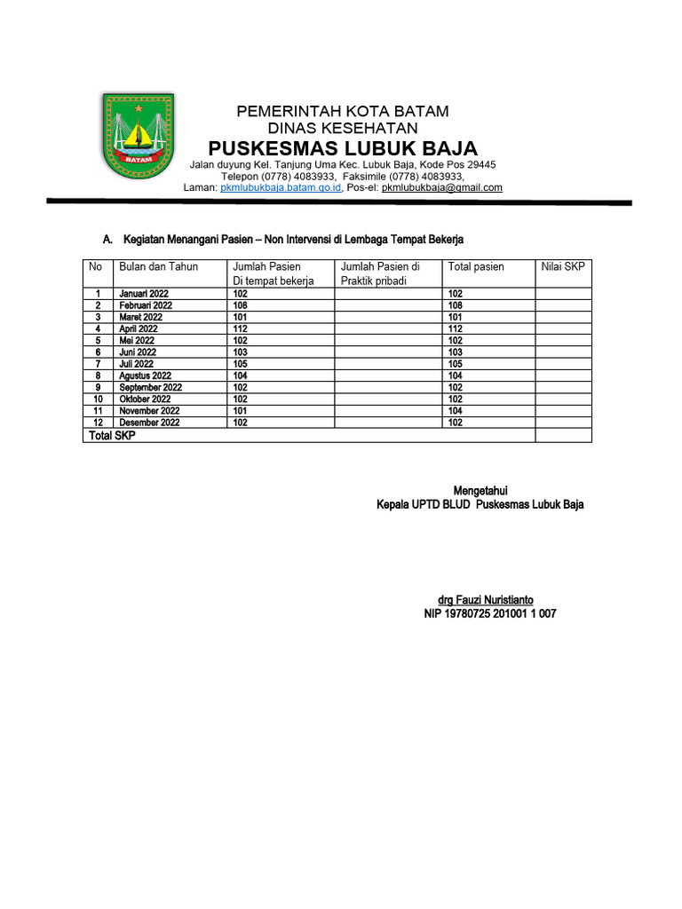 Kegiatan Kesehatan Puskesmas Lubuk Baja | PDF