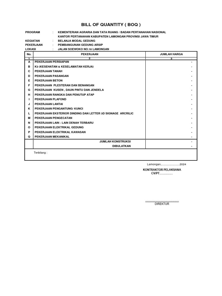 Bill of Quantity | PDF