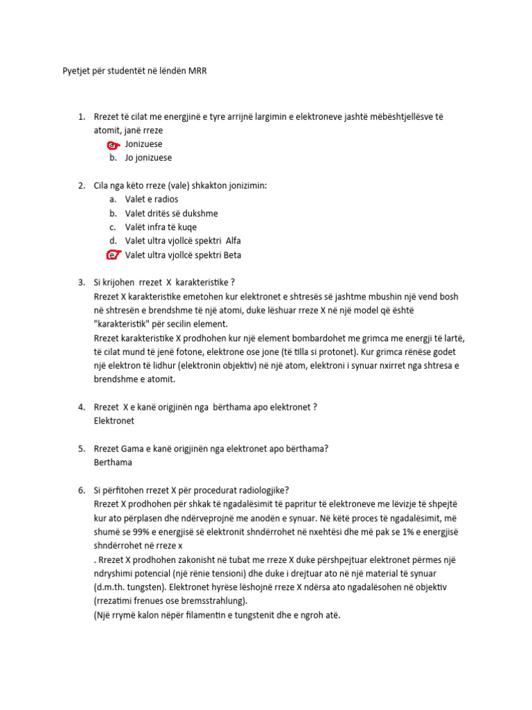 2022 Pyetje Për Studentë MRR | PDF