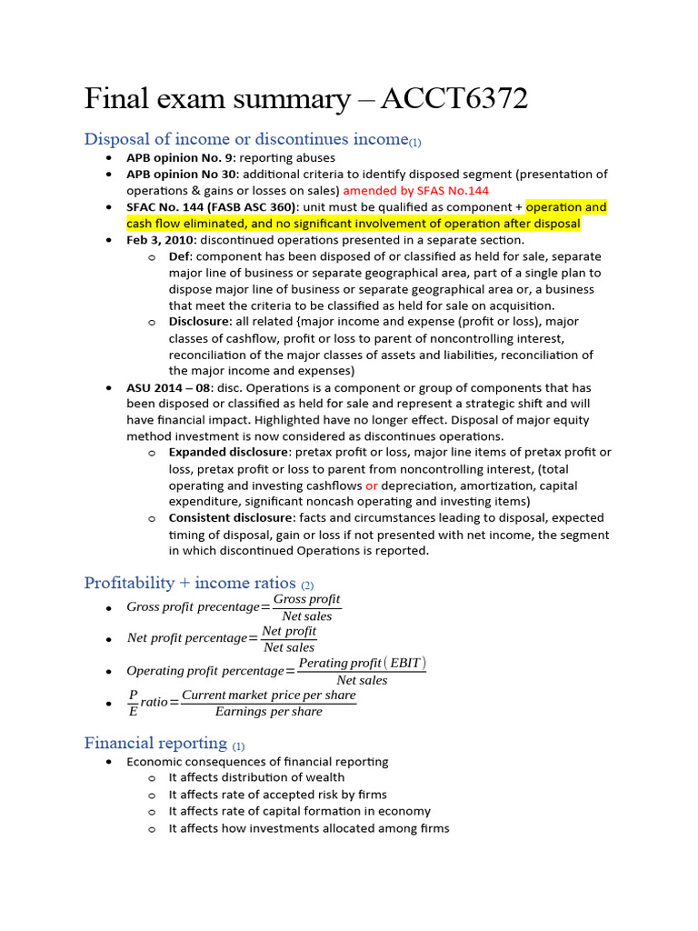 Final Exam Summary | PDF | Fair Value | Historical Cost