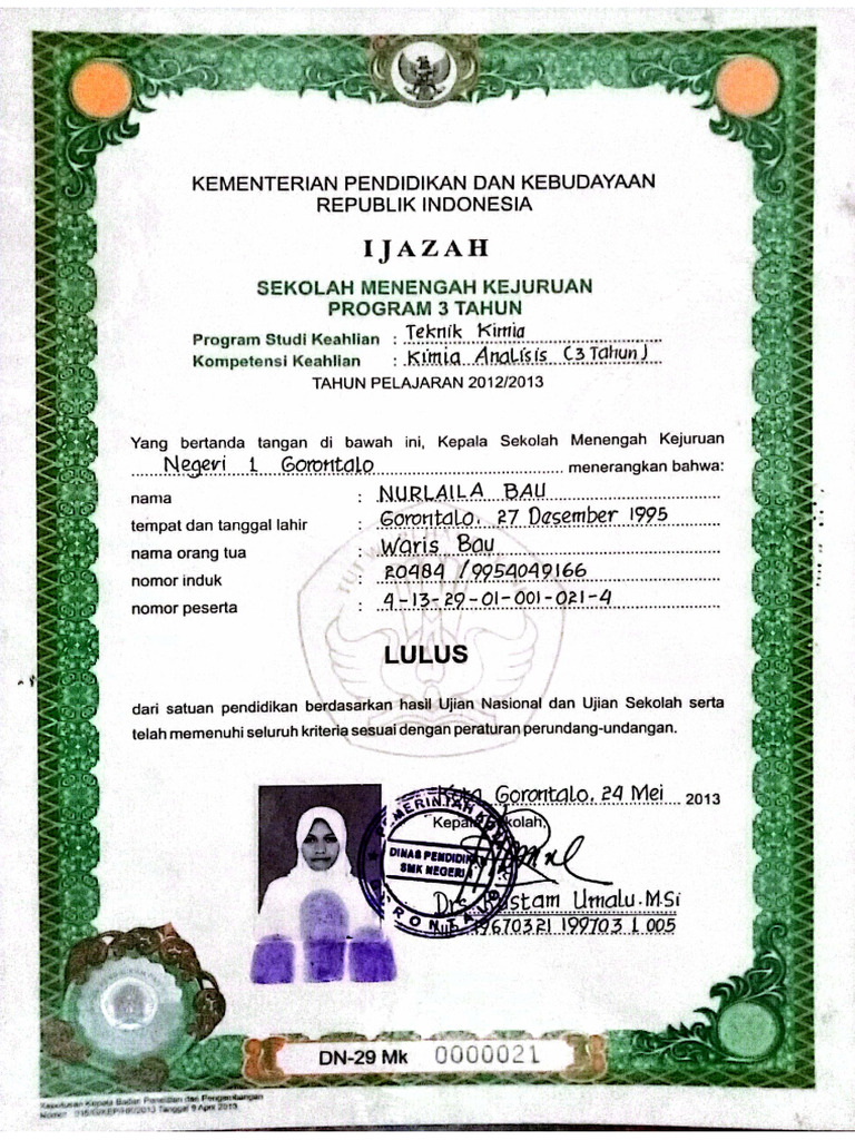 Ijazah 1 Lembar | PDF