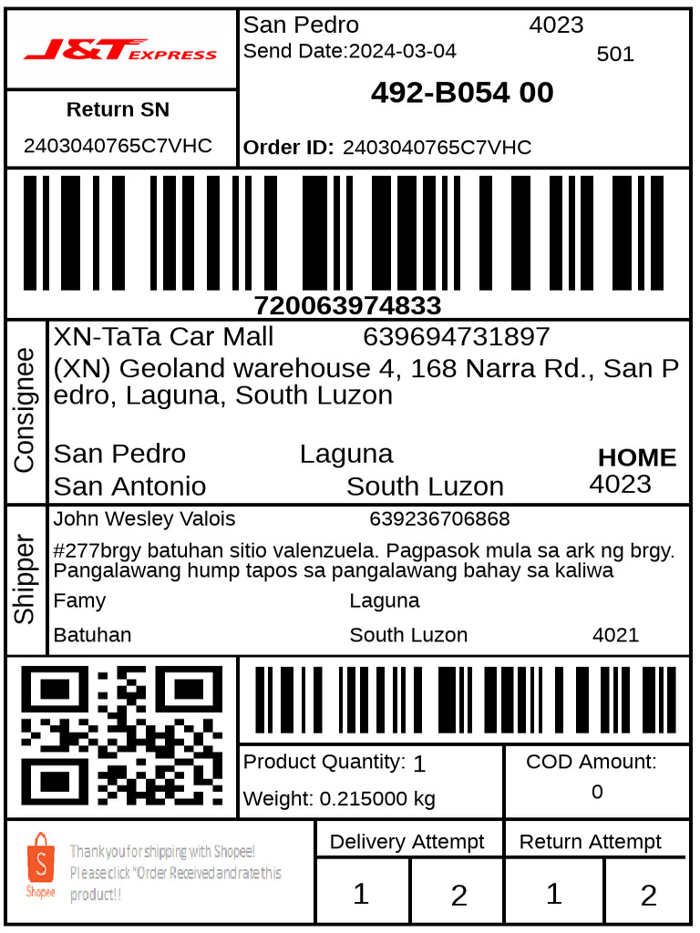 Shipping Label 2403040765c7vhc | PDF