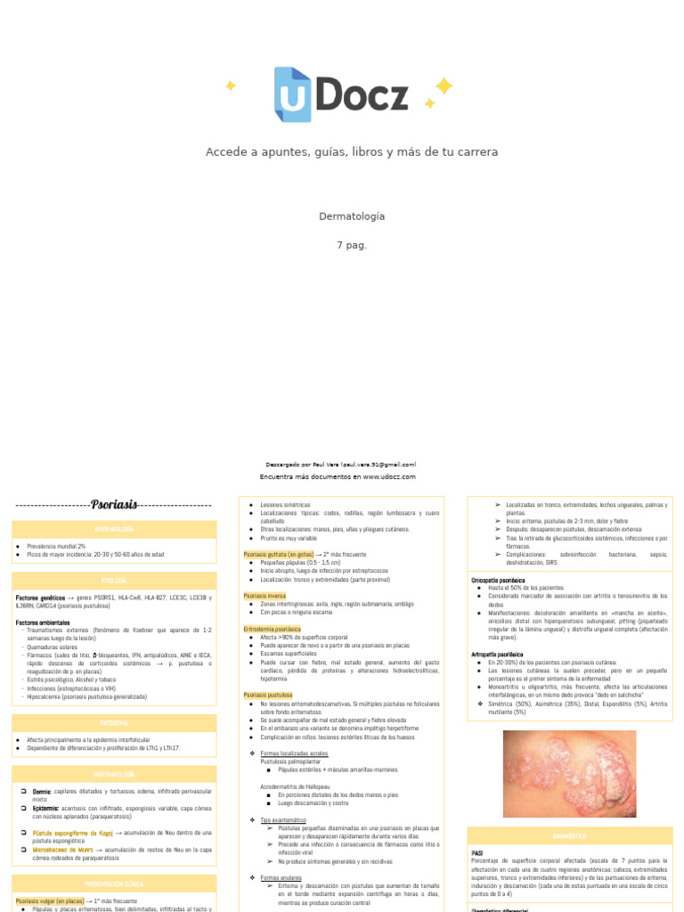 Dermatologia Resumen 183267 Downloadable 3618048 | PDF | Psoriasis | Enfermedades y trastornos