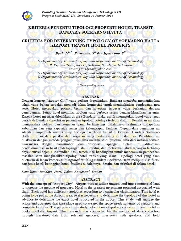 Data Hotel Transit Soekarnohatta | PDF