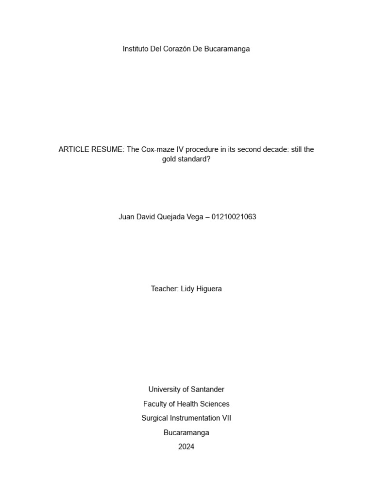 Cox-Maze IV: Advancements in AF Surgery | PDF | Surgery | Heart