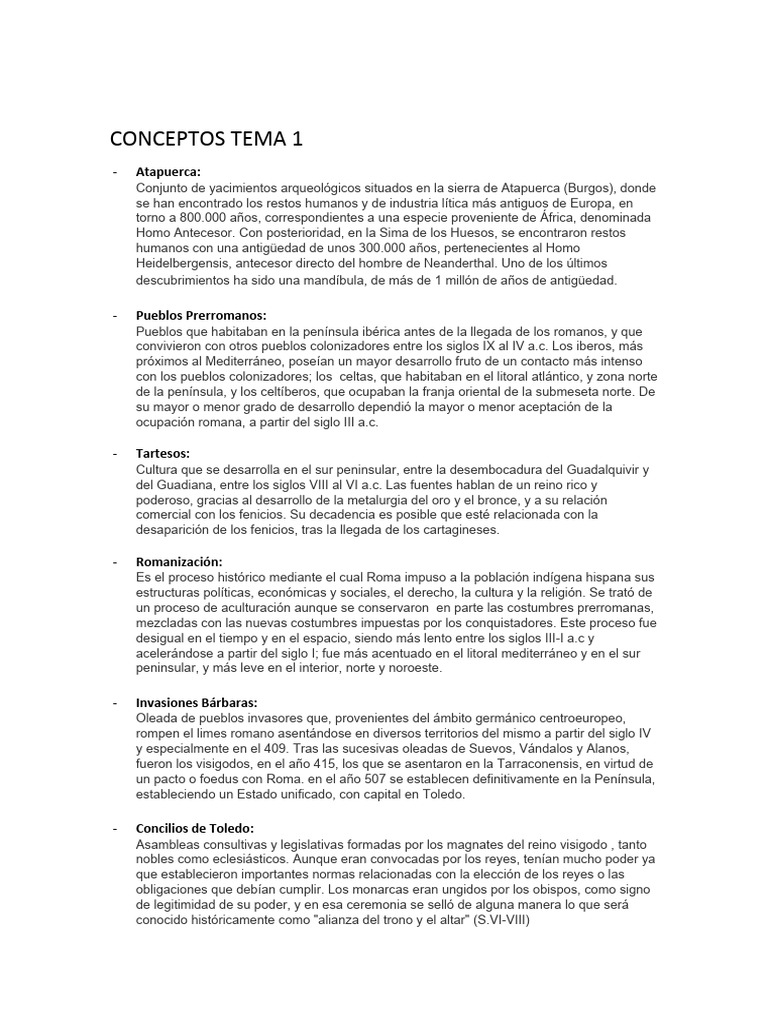 Conceptos Tema 1 | PDF | Península Ibérica | Europa