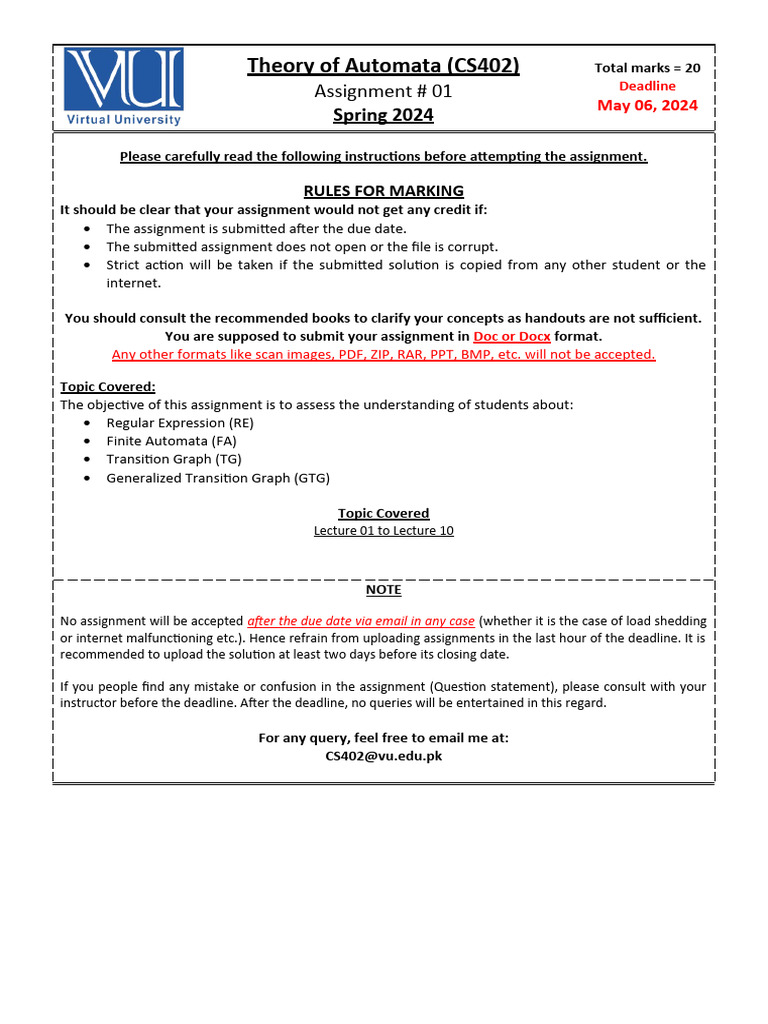 Spring 2024 - CS402 - 1 | Download Free PDF | Regular Expression | String (Computer Science)