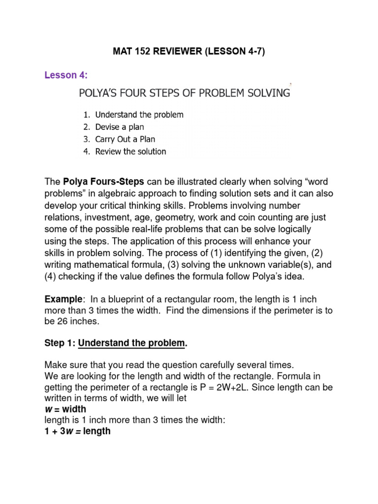 Reviewer Mat 152 Lesson 4 7 | PDF | Length | Rectangle