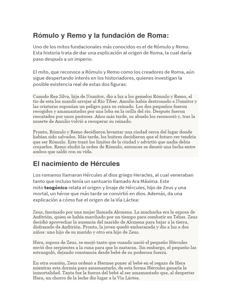 Rómulo y Remo y La Fundación de Roma | PDF | Romulus y Remus | Roma antigua