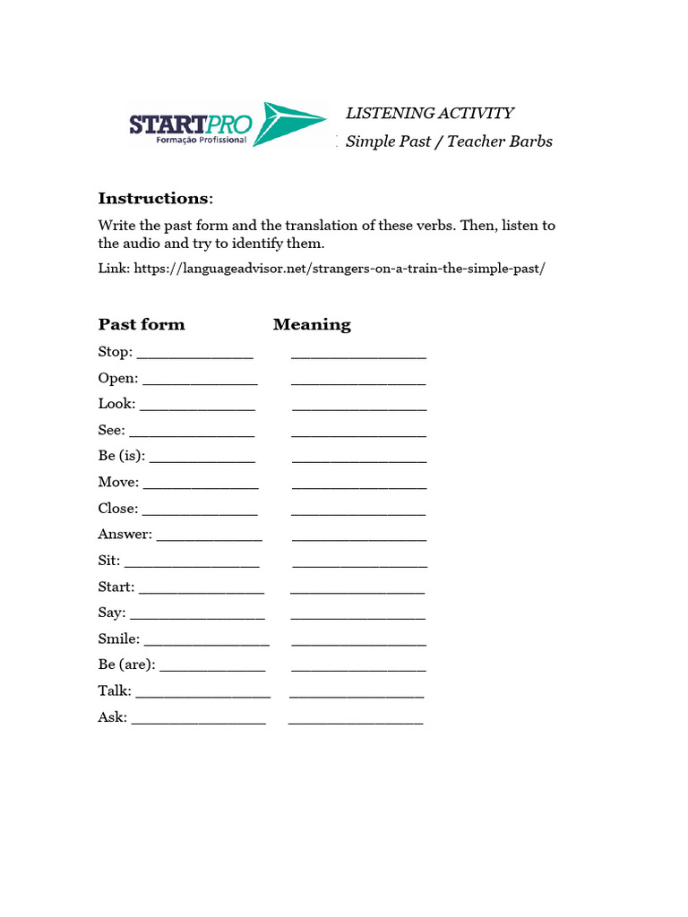 Simple Past Verbs Listening Activity | PDF | Language Arts & Discipline