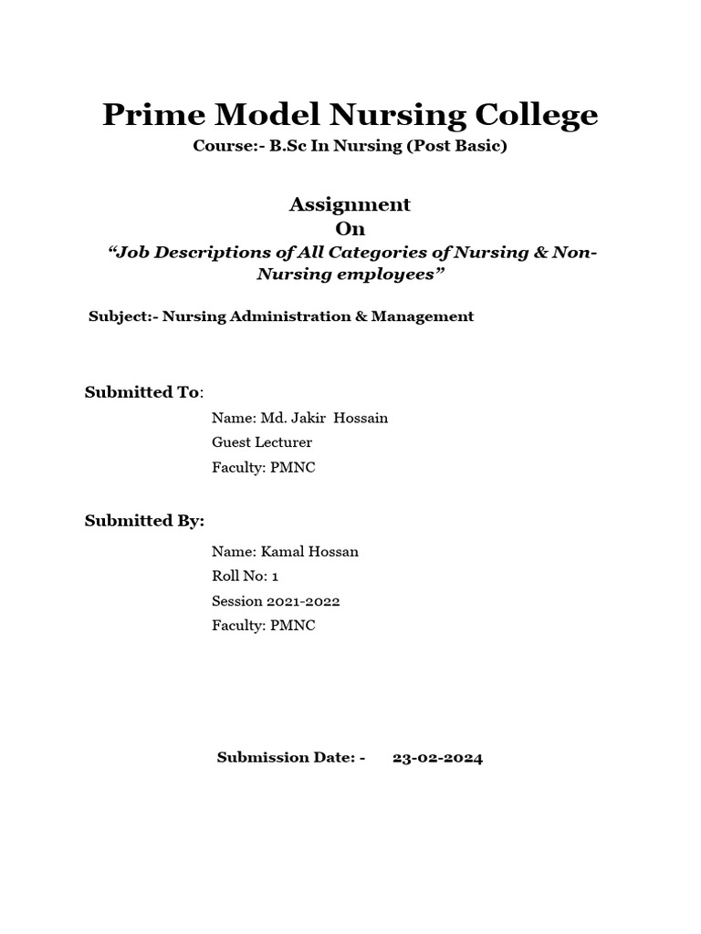 Job Descriptions | PDF | Nursing | Human Resources