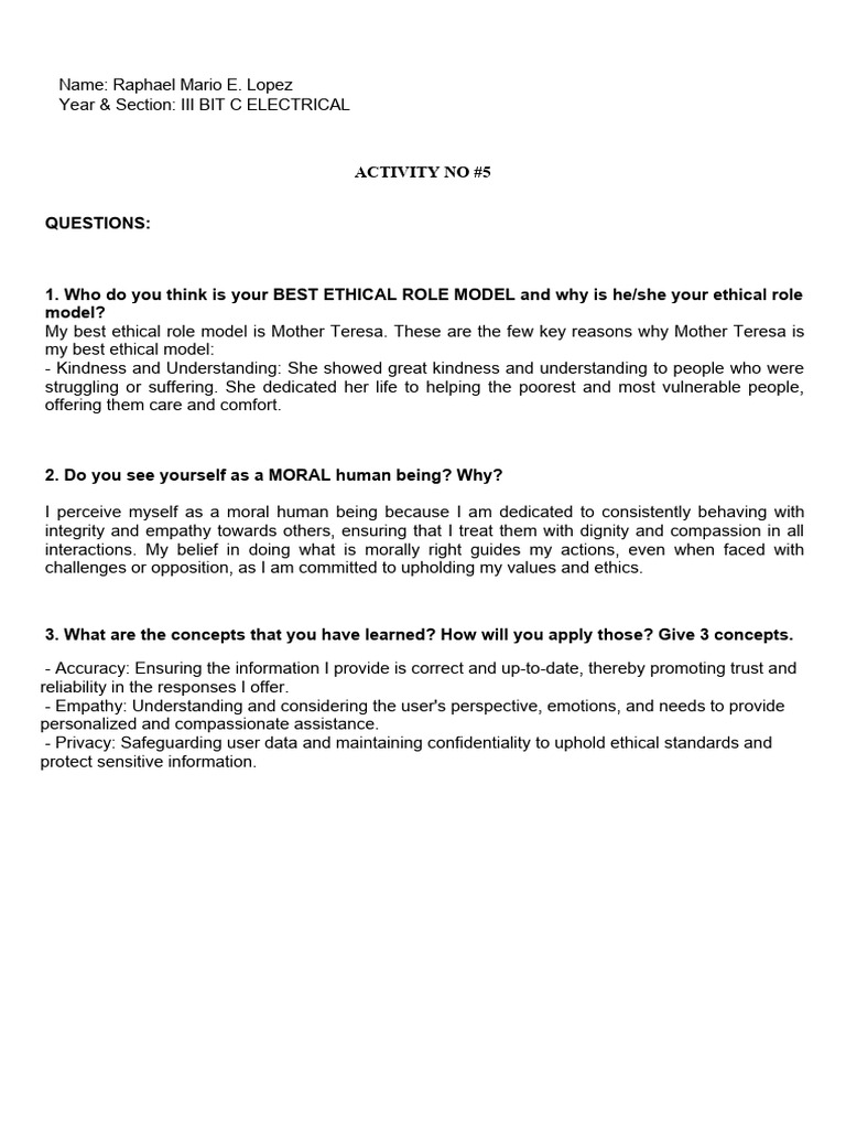 Ethical Role Models and Moral Values | PDF
