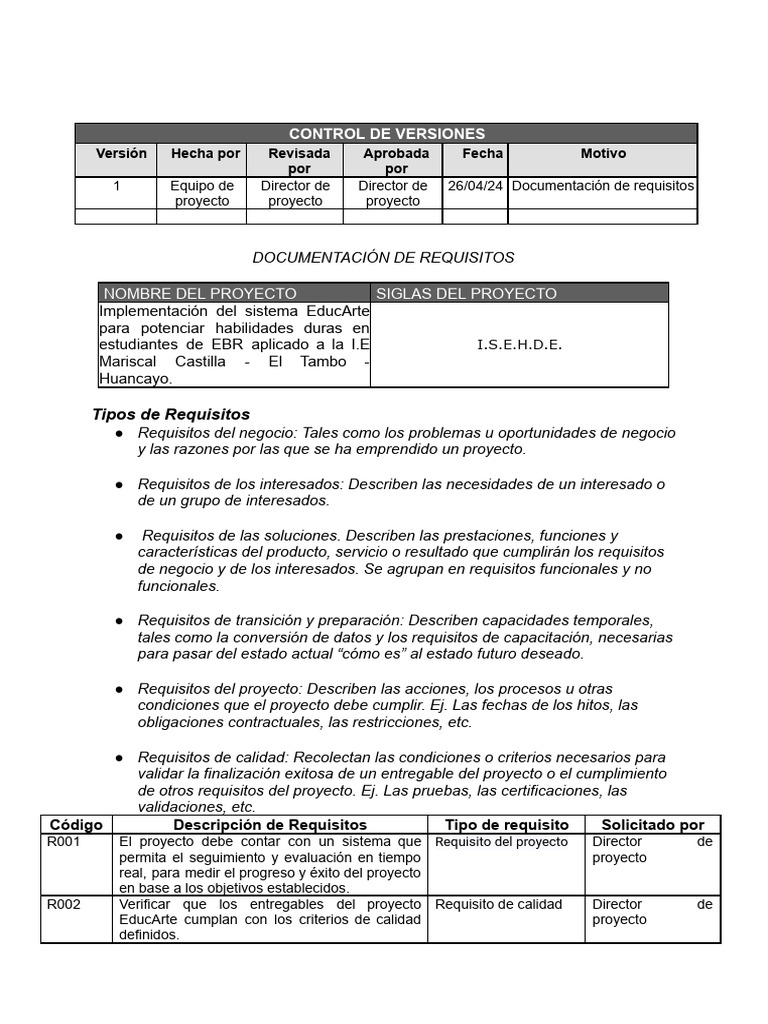 Documentación de Requisitos | PDF | Realidad aumentada | Plan de estudios