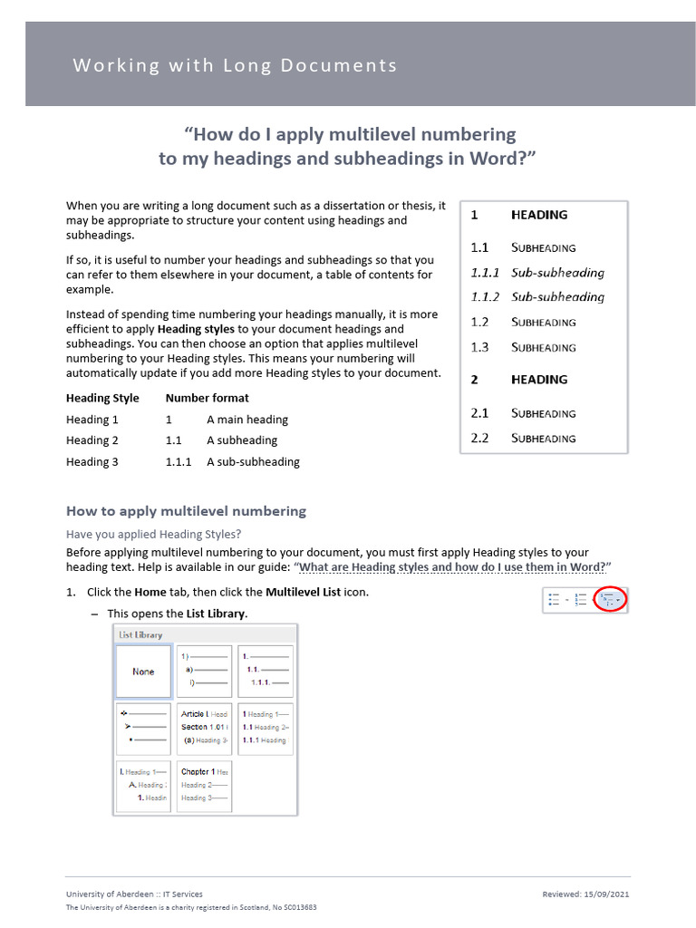 Msword Multilevelnumbering | PDF | Computing | Software