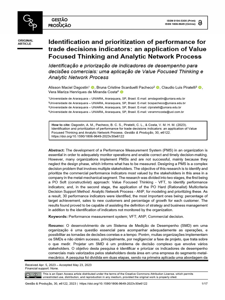 Identification and Prioritization of Performance For | PDF | Decision ...