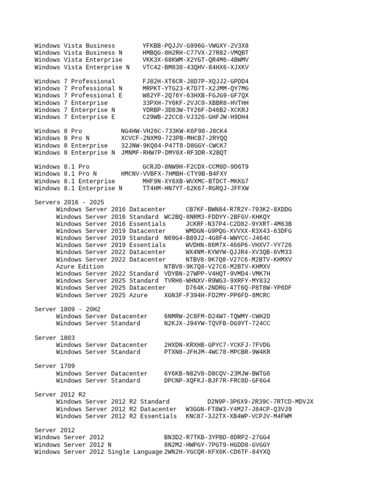 KMS Windows Keys | PDF | Hyper V | Windows Server 2008