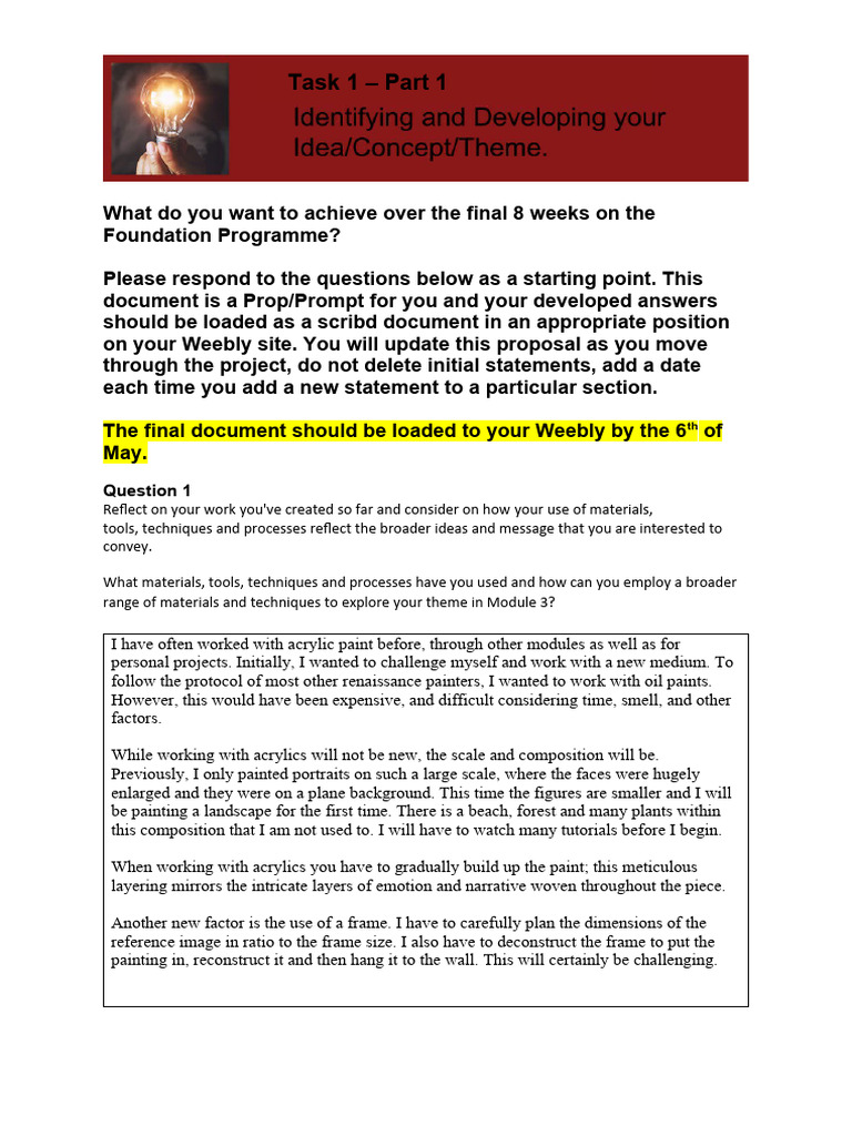 Foundation Final Project Proposal | Download Free PDF | Paintings | Composition (Visual Arts)