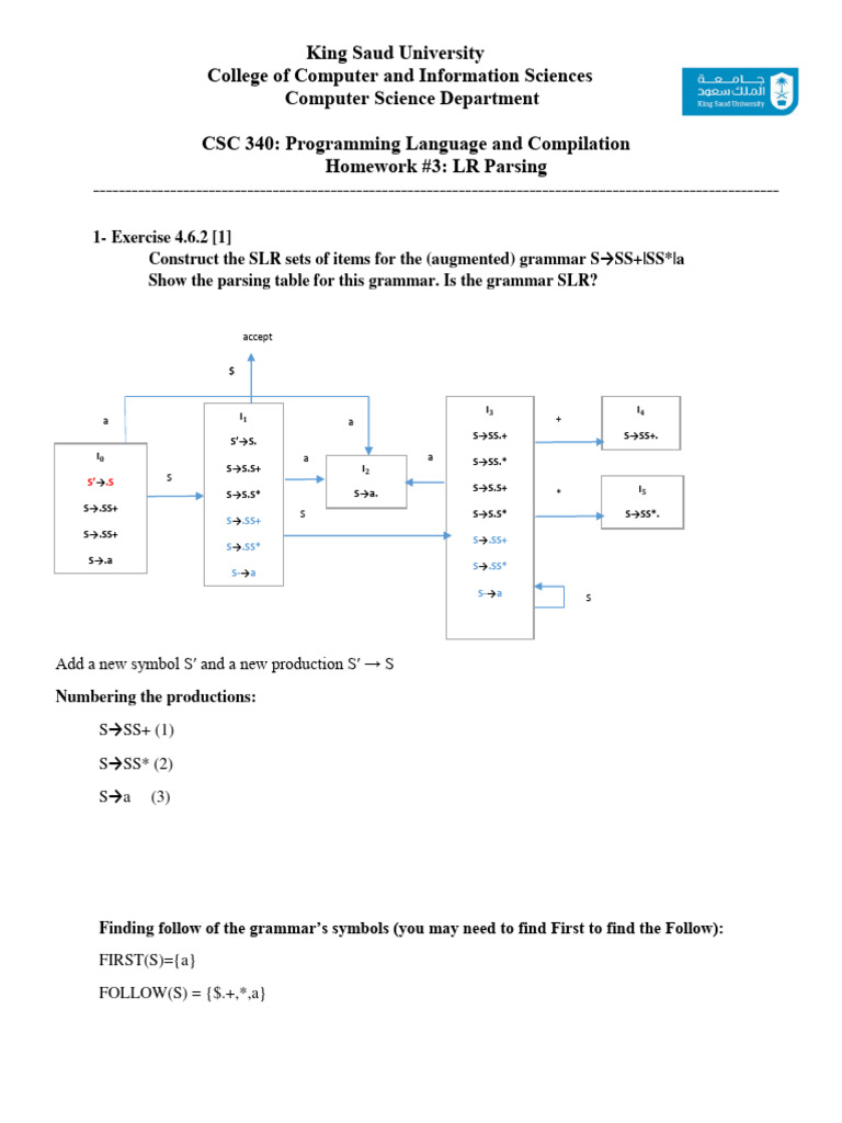 Homework 3 LR Parsing Solutions | PDF | Parsing | Mathematical Logic