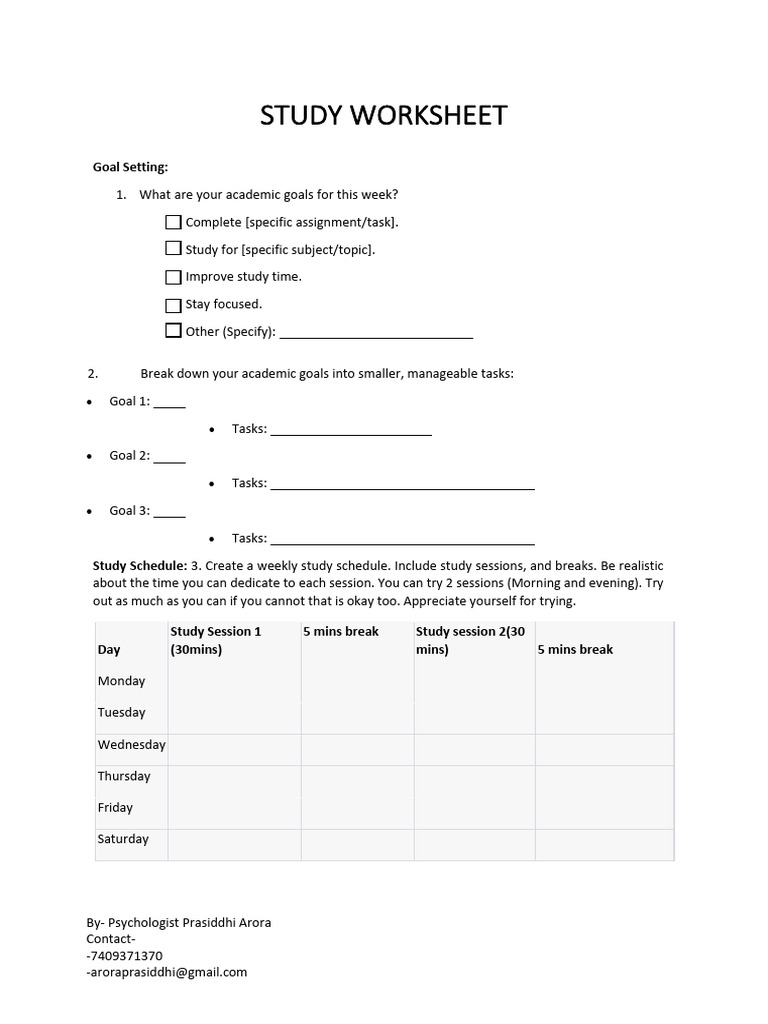 Study Worksheet | PDF