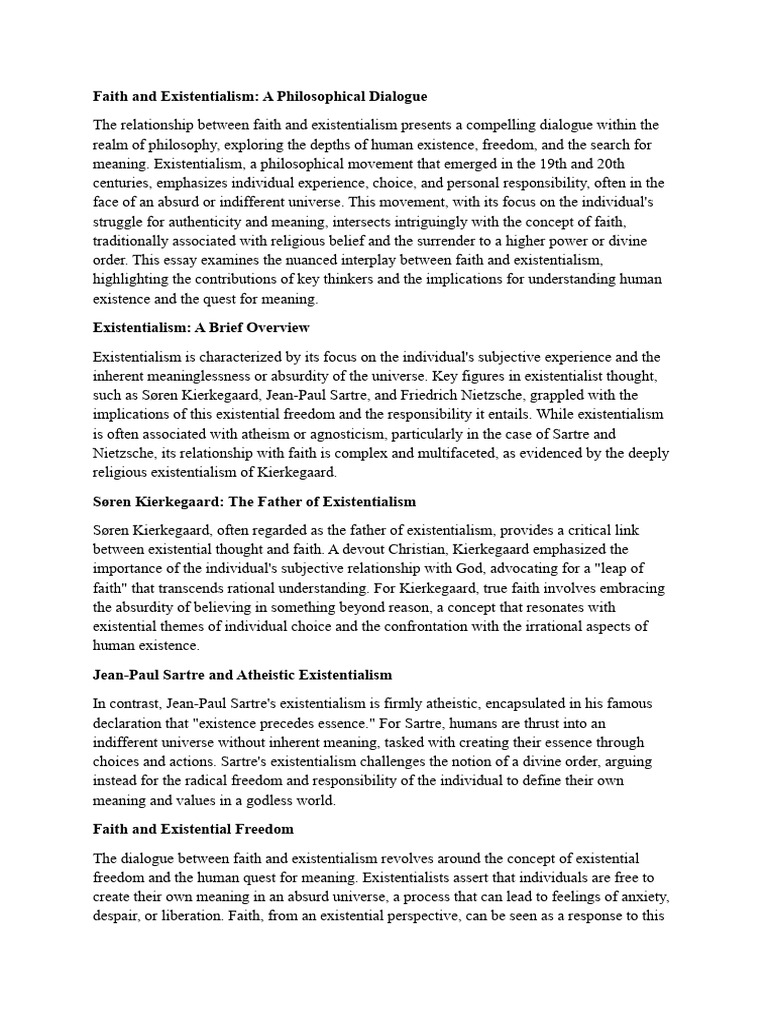 A Philosophical Dialogue - Faith | PDF | Existentialism | Søren Kierkegaard