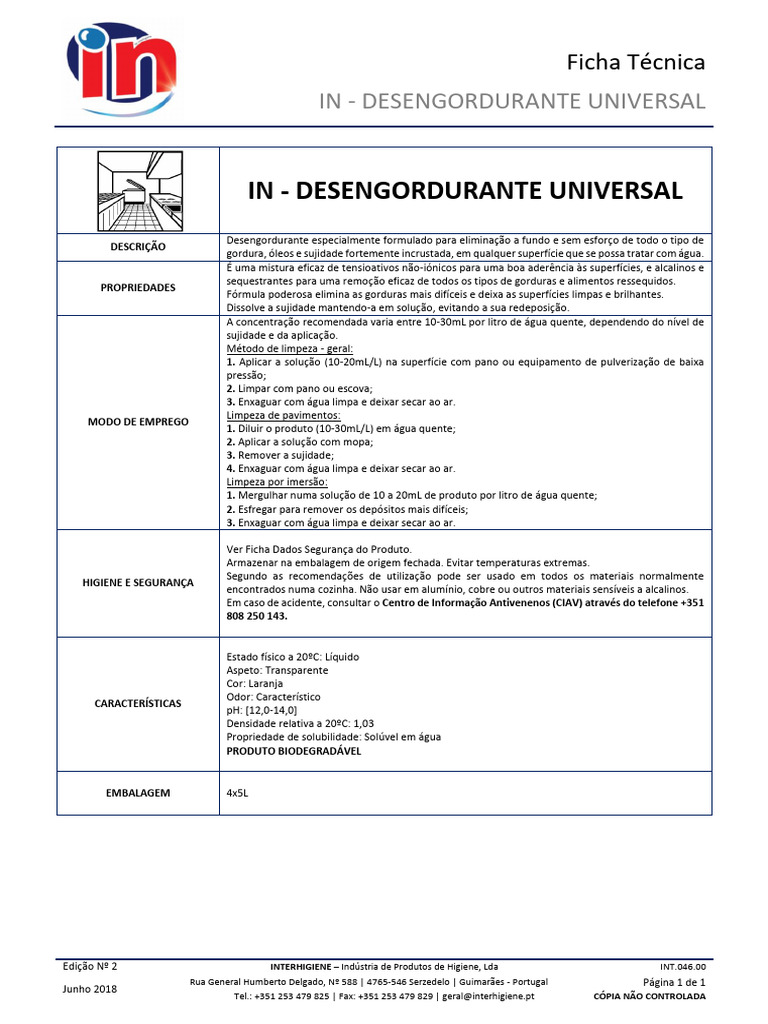 Desengordurante Universal: Uso e Propriedades | PDF | Solubilidade ...