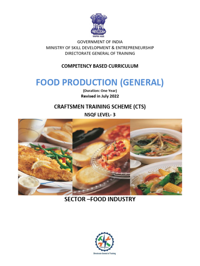 NSQF Level 1 Food Production Course | PDF | Indian Cuisine | Cooking