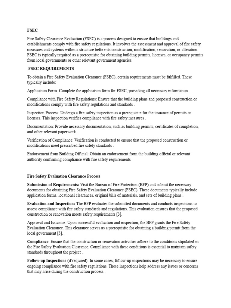 Fsec | Download Free PDF | Fire Safety | Safety