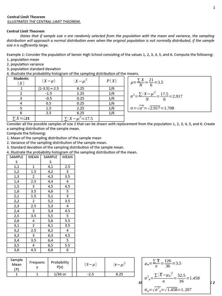 Understanding the Central Limit Theorem | PDF | Normal Distribution ...
