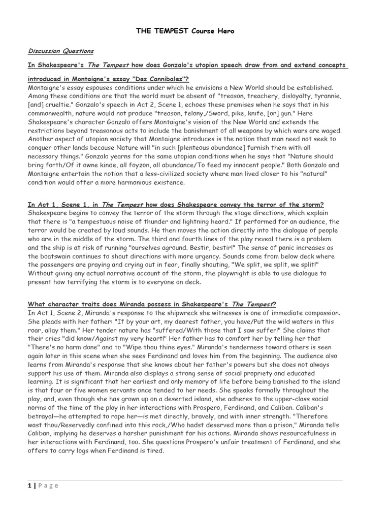 Analyzing Power and Relationships in The Tempest | PDF | The Tempest