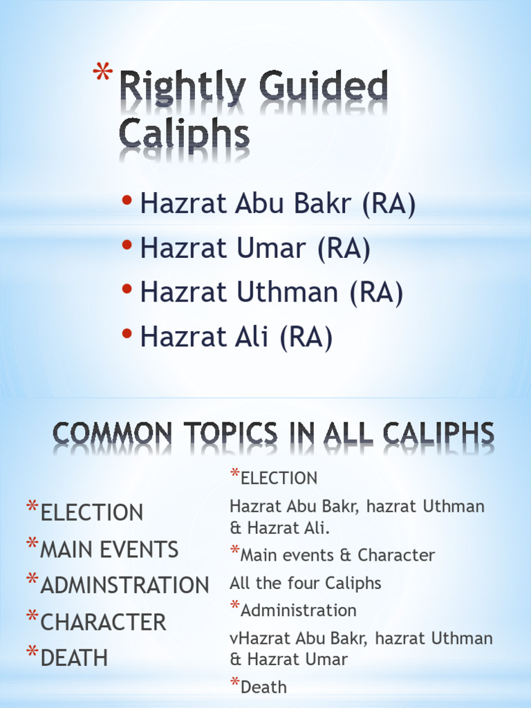 Hazrat Abu Bakr Achivements | PDF | Umar | Caliphate