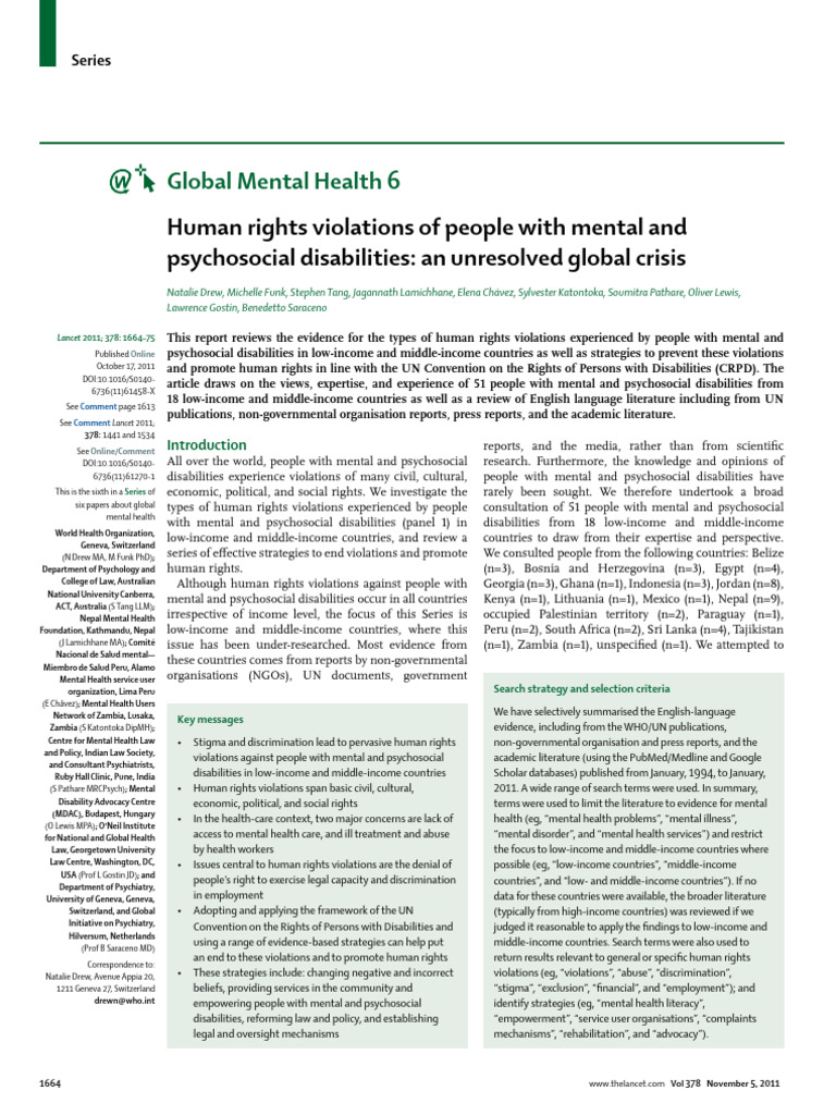 Human Rights Violations of People With Mental and Psychosocial ...