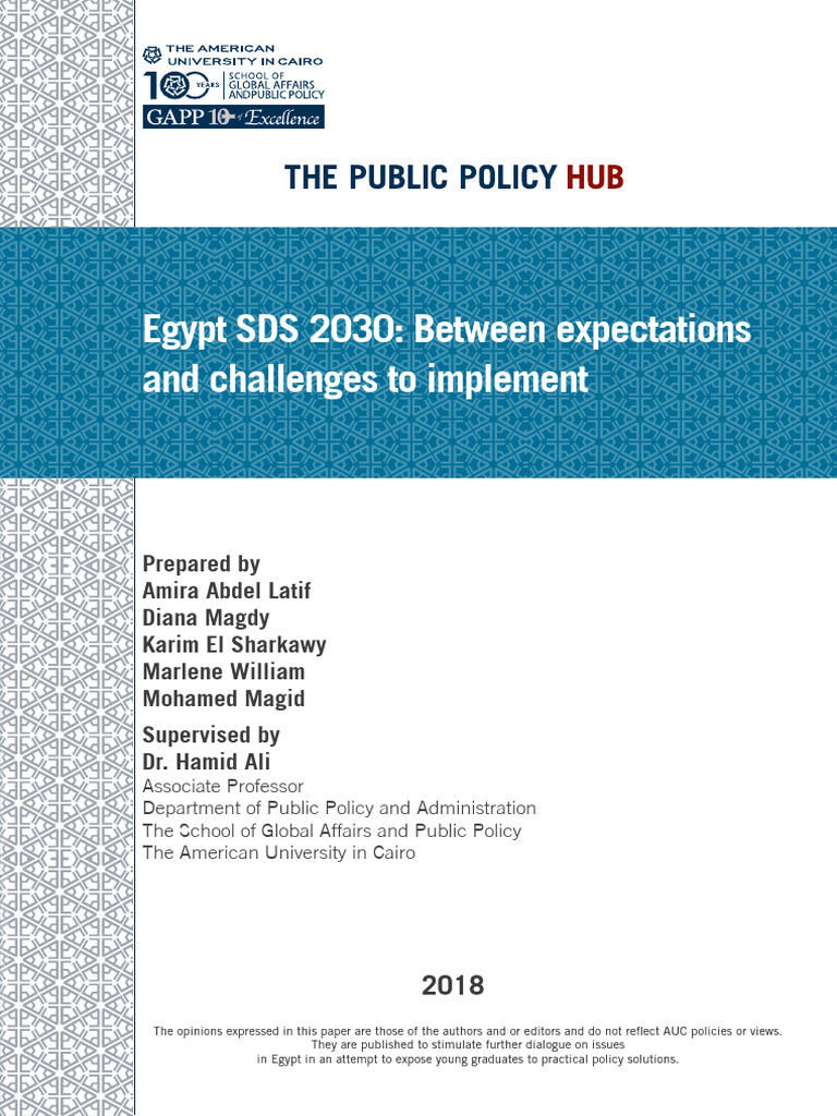 7-Sustainable Development Strategy (SDS) Egypt 2030 Policy Paper | PDF ...