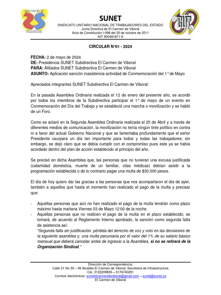 Circular 01-2024 | PDF | Gobierno