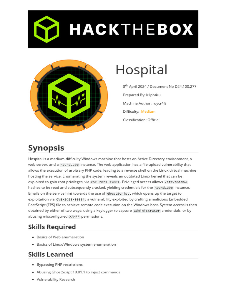 Hospital | PDF | Operating System Technology | Software Engineering