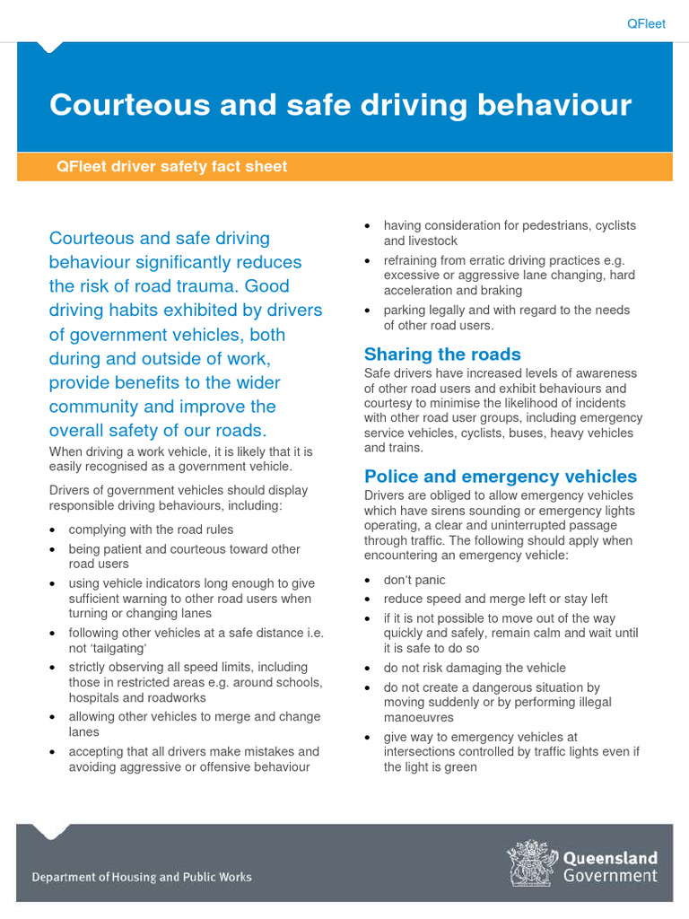 Courteous and Safe Driving Behaviour: Qfleet Driver Safety Fact Sheet ...