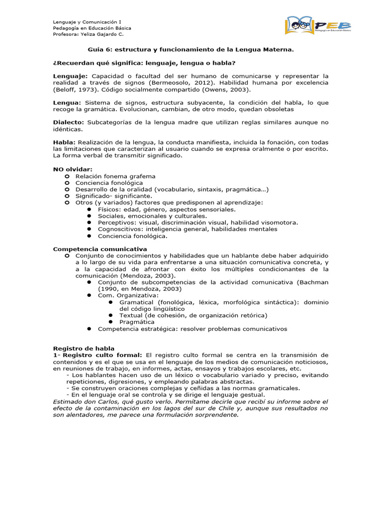 Estructura y Funciones del Lenguaje | PDF | Comunicación | Léxico