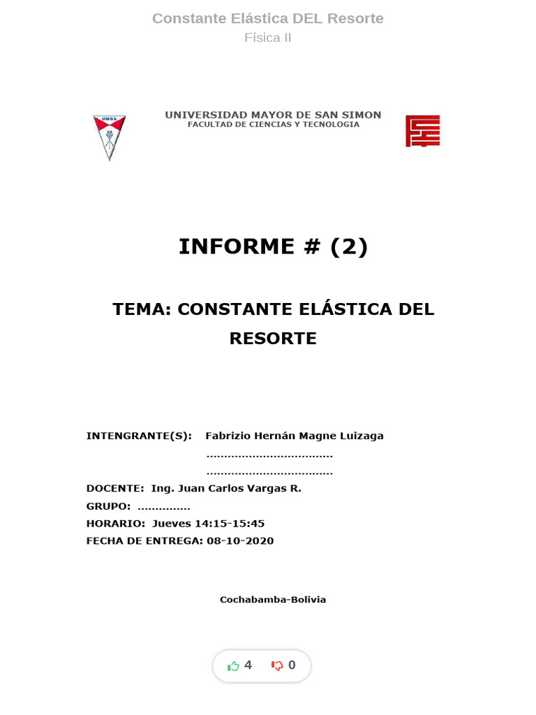 Constante Elastica Del Resorte - Compress | Descargar gratis PDF ...