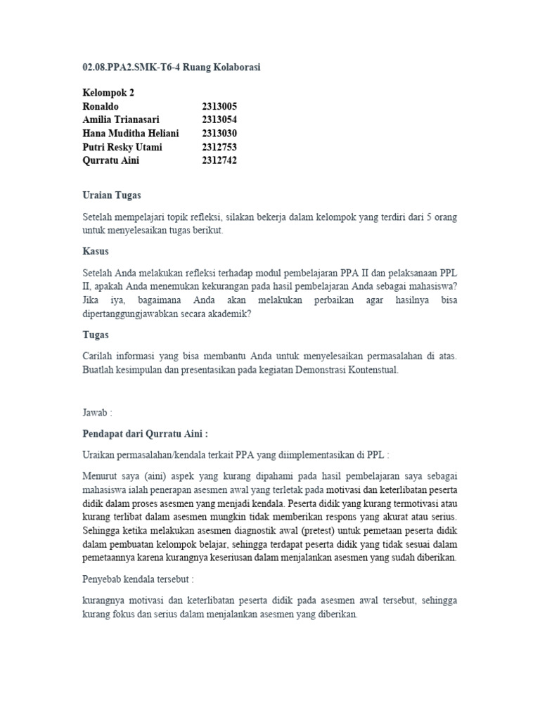Qurratu Aini - 02.08.PPA2.SMK-T6-4 Ruang Kolaborasi | PDF