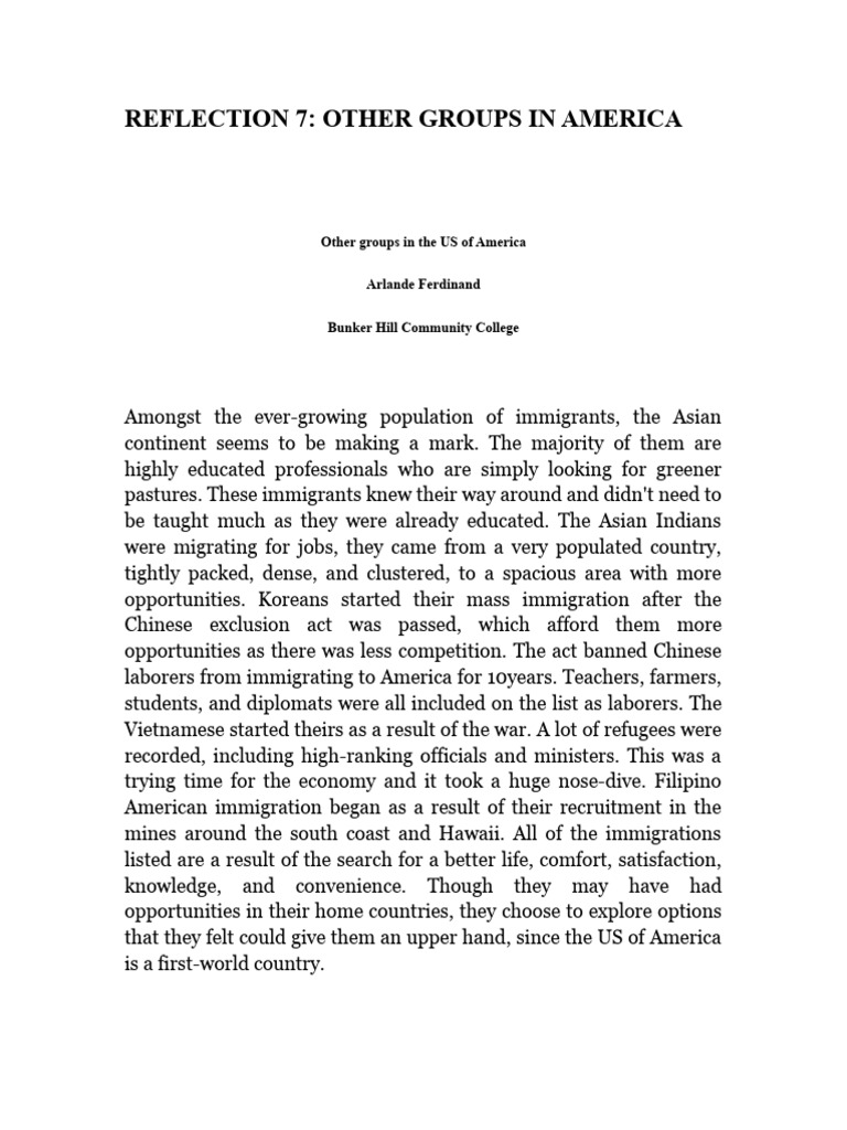 Reflection 7 | PDF | Immigration | Human Migration