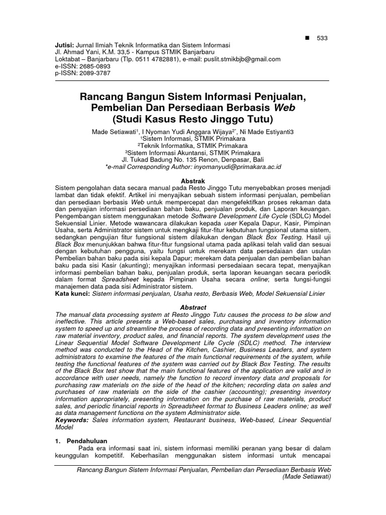 Rancang Bangun Sistem Informasi Penjualan Pdf