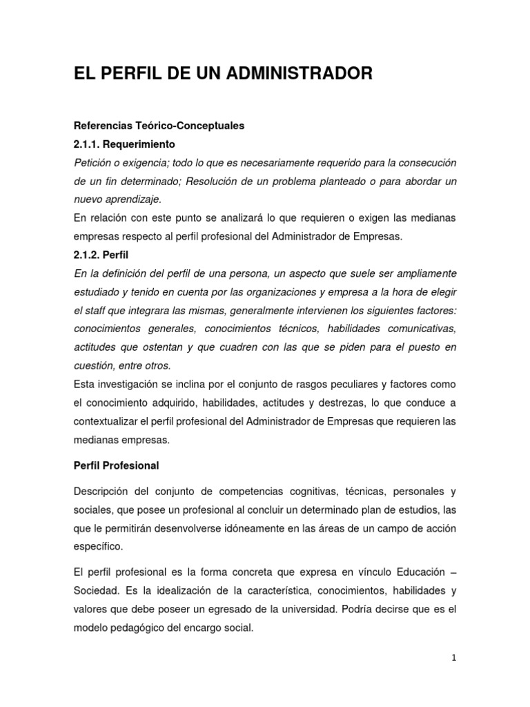 Perfil del Administrador de Empresas | PDF | Conocimiento | Ciencias ...